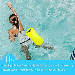 YW 2 Pack 20L Waterproof Dry Bags Swim Bouy Float Swimming Marine Safety Inflatable Bubble Bag Visible with Storage Space & Adjustable Waist Belt,Lightweight for Swimmer,Training,Kayaking,Snorkeling