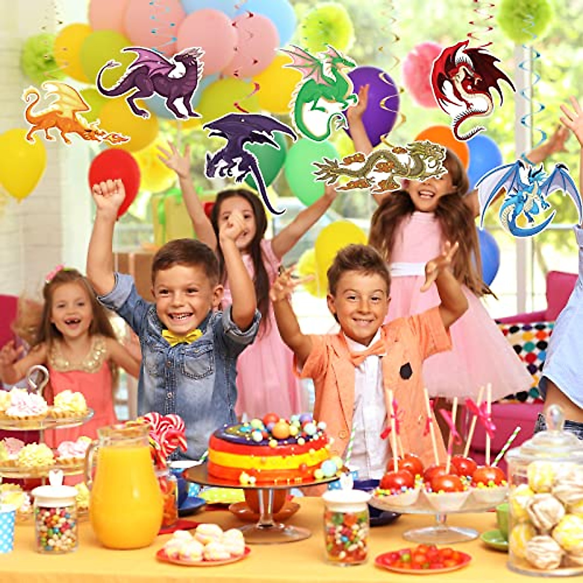 Dragon Party Decorations - 36 Pcs Multi-Color Dragon Theme Supplies