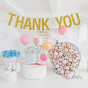 INNORU Gold Glitter Thank You Banner - Wedding Bunting Photo Booth Props Anniversary Bridal Party Decoration Supplies