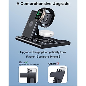 Wireless Charger, 3 in 1 Wireless Charging Station for Multiple Devices,Wireless Charging Stand for iPhone15 14 13 12 11 Series, AirPods Pro 3 2 & Apple Watch [UL-Listed] (Black)