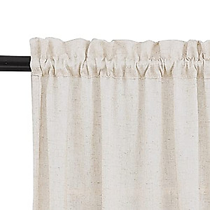 jinchan Beige Kitchen Curtains Linen Tier Curtains 45 Inches Farmhouse Cafe Curtains Light Filtering Flax Country Rustic Bathroom RV 2 Panels Crude