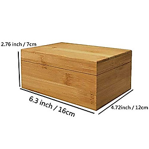 Bamboo wood storage box with cover, wooden storage box combination, storage box, bamboo, natural, unpainted,wooden box wooden packaging, gift box,storage tea box (6.3X4.72X2.76 inch)
