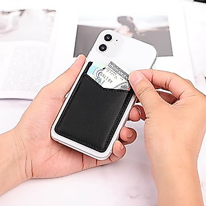 Fulgamo 2Pack Phone Wallet,Leather Phone Card Holder Adhesive Stick On Credit Card Pocket for Back of Phone Case iPhone and Android-Black