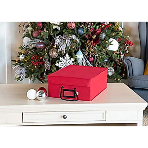 Santa's Bags [Christmas Ornament Storage Box with Dividers] - (Holds 48 Ornaments up to 3 Inches in Diameter) | Acid-Free Removable Trays with Separators | 2 Removable Trays