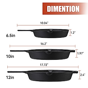 Z GRILLS Mini Cast Iron Skillets, Pre-Seasoned Cast Iron Frying Pan for Cooking & Grill, Stovetop, Camping Firepit, Induction, Oven Safe Cookware, 12 Inch