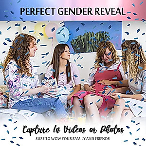 Gender Reveal Blue Confetti Cannon, DOUKEE Biodegradable Navy and Blue Tissue Confetti Poppers for Boy Baby Shower Party Favors, 2 PK (12 in)