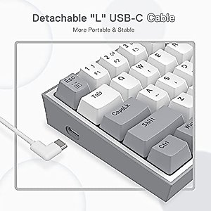 Redragon K617 Fizz 60% Wired RGB Gaming Keyboard, 61 Keys Compact Mechanical Keyboard w/White and Grey Color Keycaps, Linear Red Switch, Pro Driver/Software Supported