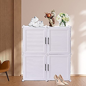 Gdrasuya10 Portable Shoe Rack, 6 Tier Shoe Storage Cabinet 24 Pair DIY Shoe Storage Shelf Organizer, Resin Shoe Shelves Organizer for Closet Hallway Bedroom Entryway (White)