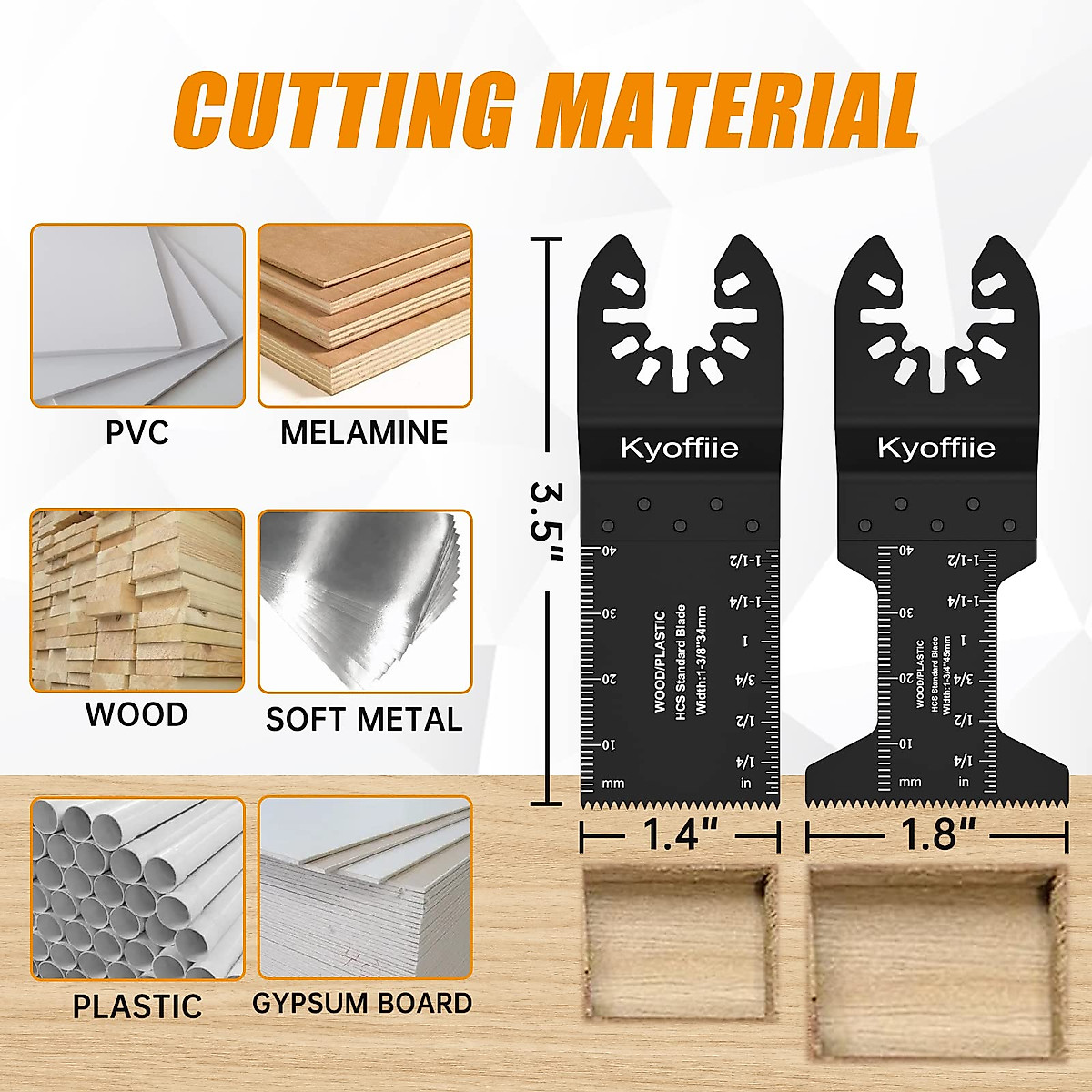 Kyoffiie 100Pcs Oscillating Saw Blades, Quick Release Multi Tool Blades Kits Universal Oscillating Tool Blades Wood Plastic Multitool Blades Compatible with Dewalt, Ryobi, Makita, Bosch, Craftsman
