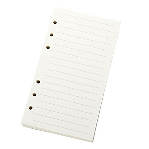 Ancicraft Refill Paper A6 6 Hole 3.75 X 6.75 Inches Lined Creamy White Paper for Loose Leaf Binder Notebook 100 Sheets / 200 Pages