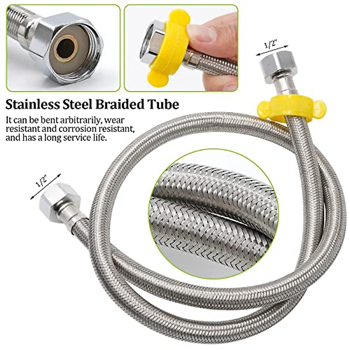 MINYULUA Automatic Waterer Bowl Large Horse Watering Bowl with Float Valve, Drain Plug & Braided Hose, Livestock Water Trough for Dog Goat Cattle Sheep Pig, Light Blue