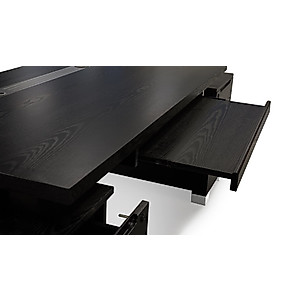 Zuri Furniture 79" Modern Ford Executive Desk with Filing Cabinets - Black Oak