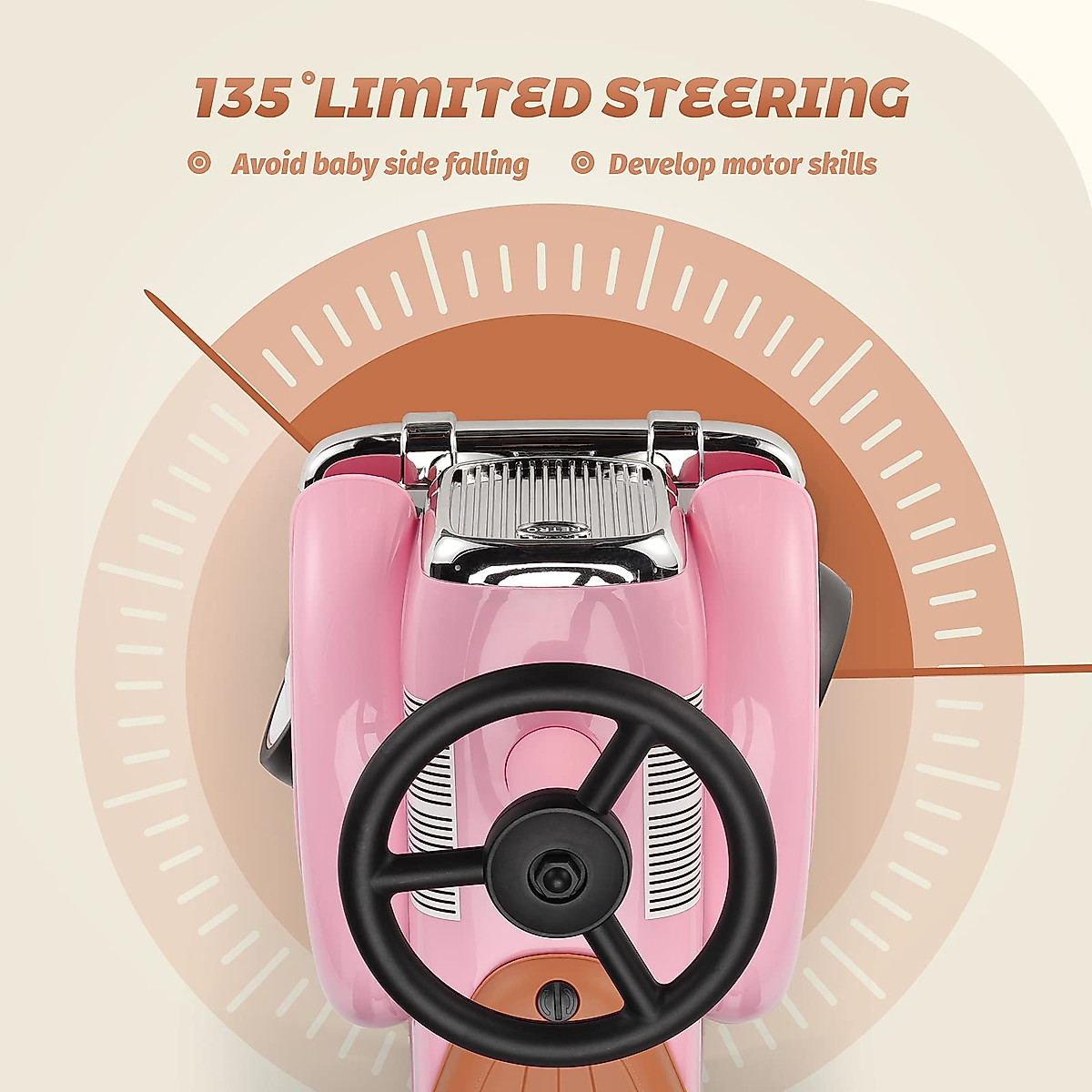 Toddler Car - JOYLDIAS Ride on Cars for Toddlers for 1.5-3 Years Old with Limited Steering Wheels, Secret Storage, Pink