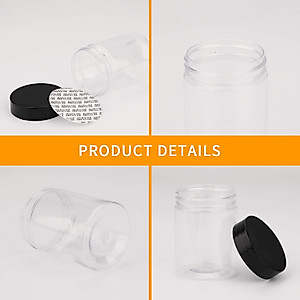 4 oz Durable Plastic Jars, Accguan Clear Container for Food Storage, Airtight Plastic Jars Ideal For Dry Food, Spices and Bird Feed Storage, 48 PACK