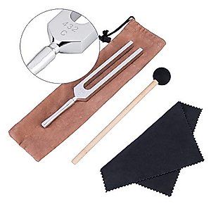 QIYUN Tuning Fork, 432 Hz Tuning Forks Healing Tuned, Tuning Fork with a Malle, Cleaning Cloth and Bag, Aluminum Alloy