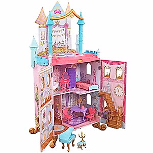 KidKraft Disney Princess Dance & Dream Wooden Dollhouse, Over 4-Feet Tall, Includes Sounds, Spinning Dance Floor and 20 Play Pieces, Gift for Ages 3