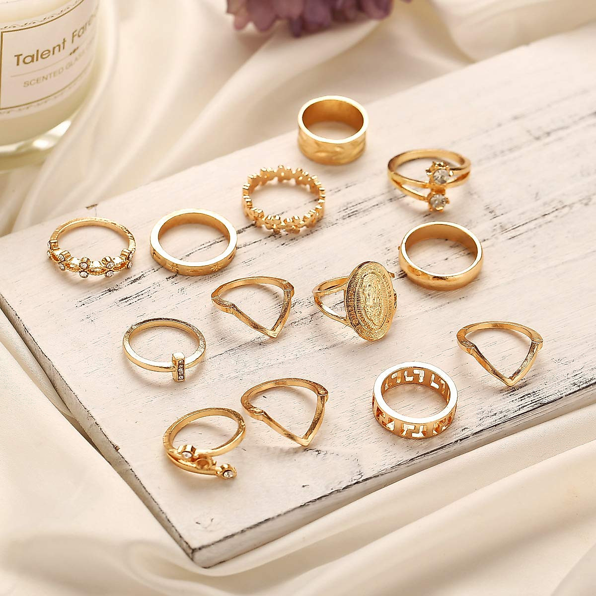 CSIYANJRY99 Gold Finger Rings for Women,Gold Knuckle Rings Set for Women Boho Vintage Finger Jewelry Stackable Midi Rings Multiple Rings Bulk Pack