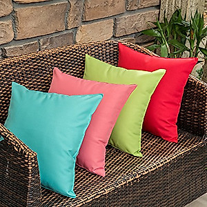 MIULEE Pack of 2 Decorative Outdoor Waterproof Pillow Covers Square Garden Cushion Sham Throw Pillowcase Shell for Patio Tent Couch 20x20 Inch Red