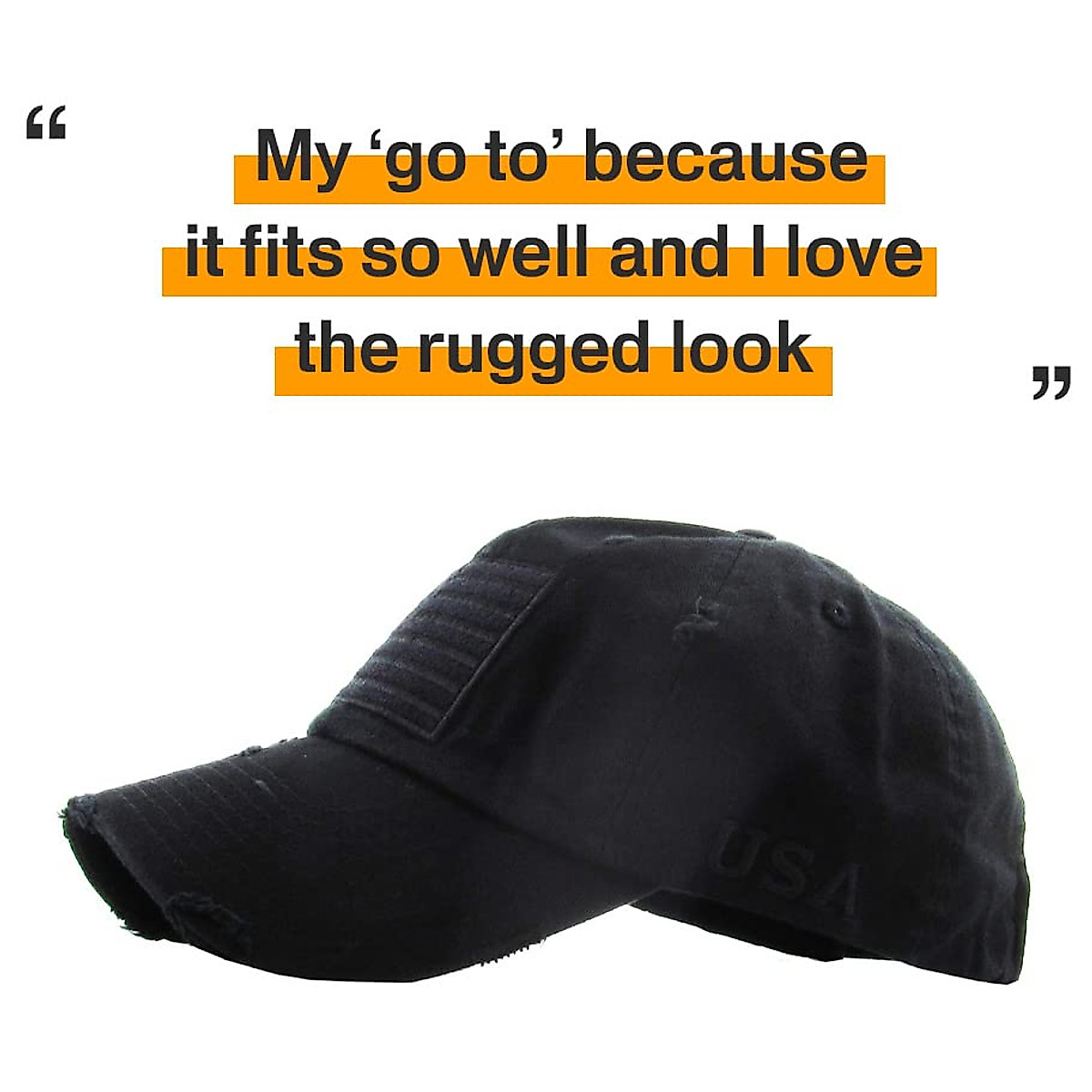 KBVT-209 BLK Tactical Operator with USA Flag Patch US Army Military Baseball Cap Adjustable