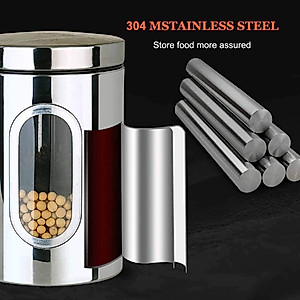 Food Storage Canisters Jars Kitchen Cylinder Food Storage Containers 304 Stainless Steel Jars With Airtight Lids Small Coffee Canisters, Rustic Home Decor,Pantry Organization And Storage For Tea Snack