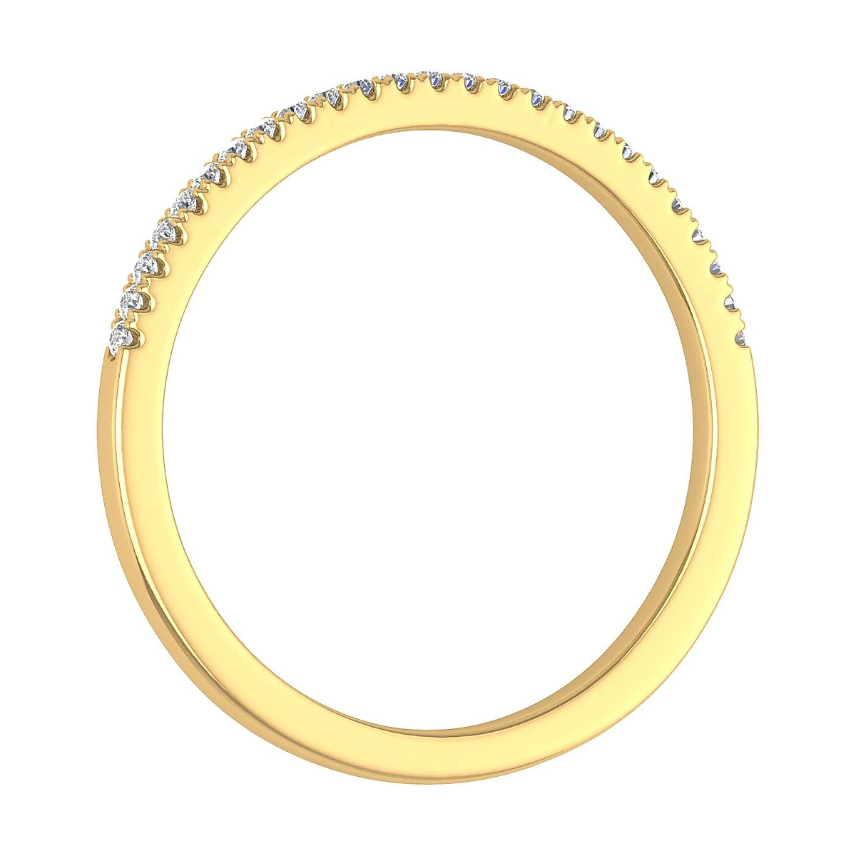 FINEROCK 1/10 Carat (ctw) 14K Yellow Gold Ladies Diamond Stackable Anniversary Ring (Ring Size 4) (I1-I2 Clarity)