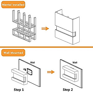 Valuxhome 3-Sided Electric Fireplace, 76 Inch Recessed and Wall Mounted Fireplaces, Built-in Fireplace Decorations for Living Room with Overheating Protection, Remote, Log & Crystals, Black