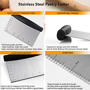 Dough Blender -Stainless Steel Pastry Cutter Set, Pastry Blender + Dough Scraper + Pastry Brush, Professional Pastry Set for Kitchen Baking Tools