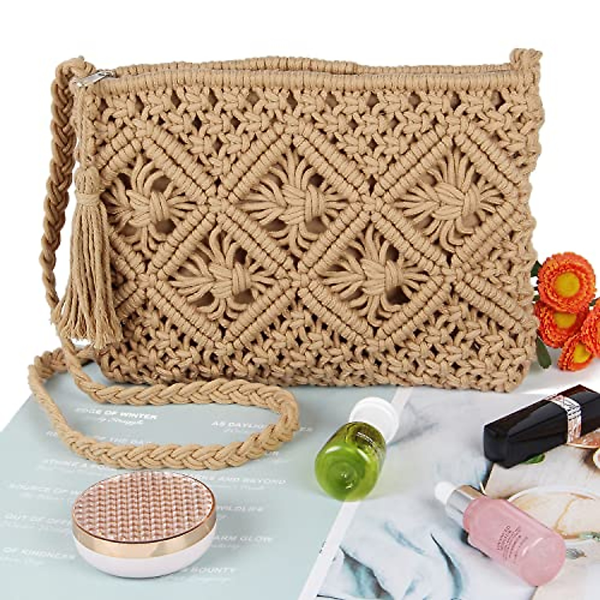 LUI SUI Women’s Handwoven Crossbody Purse Summer Beach Clutch Purses Woven Handmade Shoulder Handbag