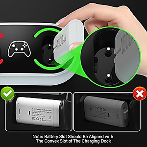 Battery Pack with Charger for Xbox Controller, 2 x 4400mWh (1500mAh) Fast Rechargeable Battery Charging Dock/Station for Xbox One, Series X/S, One S, One X, One Elite, Wireless Controller Accessory