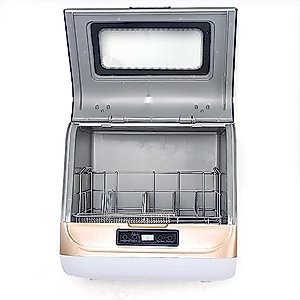 Portable Countertop Dishwasher, 3 Washing Programs Display Automatic Dishwashing with 9L Tank, 4 Programs,Steam& Air(Brown)