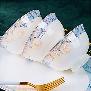 IULJH 60 Piece Bone China Tableware Sets Food Bowl Sushi Dishes Ramen Plates Dinner Set Utensils For Kitchen Accessories