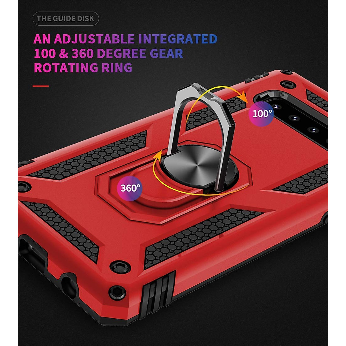 Military Grade Drop Impact for Samsung Galaxy S10 5G Case [Fit S10 5G] Metal Rotating Ring Kickstand Holder Built-in Magnetic Car Mount Armor Shockproof Case for Galaxy S10 5G Phone Case (Black)