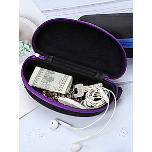 Frienda 6 Pack Sunglasses Glasses Case Portable Hard Sunglasses Case Travel Zipper Eyeglass Case Sunglasses Travel Case with Cloth and Hook, 6 Colors