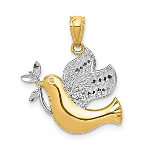 IceCarats 14K Yellow Gold Peace Dove Symbol Love Holy Spirit Bird Necklace Religious Pendant Christian Charm Only
