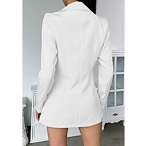 HuiSiFang Women's 2 Piece Outfit Open Front Blazer and High Waisted Skinny Short Pant Casual Tops & Bottoms Set B-white