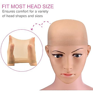 OSCCI Brown Stocking Wig Caps 2 Pieces Stretch and Breathable Nylon Wig Cap Suit for Women and Men (2 Caps)