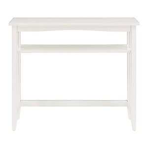 OSP Home Furnishings Sierra 36-Inch Foyer Table with Lower Storage Shelf and Mission Style Side Panels, White