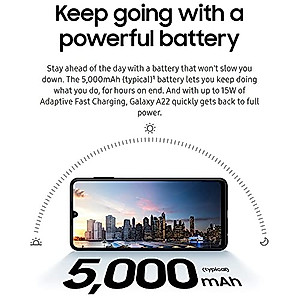 SAMSUNG Galaxy A22 (64GB, 4GB) 6.4", 5000mAh Battery, 48MP Quad Camera, Dual SIM GSM 4G Volte Unlocked (T-Mobile, Metro, Global) International Model A225M/DSN (Fast Car Charger Bundle, Black)