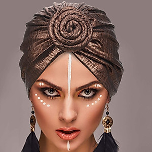 Frienda 4 Pieces Women African Headwraps Turbans Hat Women Pre-Tied Bonnet Turban Knot Beanie Cap Headwrap Hat for Women Favors, 4 Colors