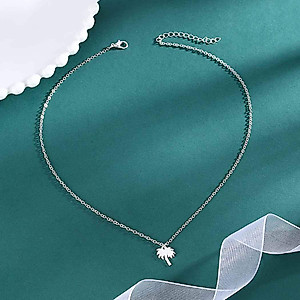 Yalice Tropical Palm Tree Pendant Necklace Chain Short Coconut Necklaces Jewelry for Women and Girls (Silver)