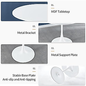 Rabsyung 42" Round White Tulip Table Mid-Century Dining Table with Round MDF Table Top, Pedestal Dining Table, Leisure Coffee Table