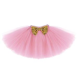 It’s My First 1st Birthday Outfit Baby Girls Long Sleeve Romper + Ruffle Tulle Skirt + Sequin Bowknot Headband Shiny Party Princess Dress up for Cake Smash Photo Fall Dress Clothes Pink 1 Year