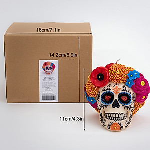 Dia De Los Muertos Floral Skull Scented Candle for Day of The Dead Mexico Decoration