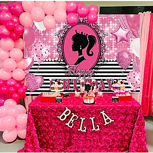 Princess Birthday Backdrop 7x5FT Pink Princess Theme Photography Backdrop for Girls Birthday Party Decorations Photo Props for Girl Party Favor (84x60 inch)