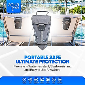 FlexSafe Anti-Theft Lockable Travel Safe & Portable Beach Chair Vault. As Seen on Shark Tank. Personal Safe thats Packable, Lightweight, & Slash Resistant by AquaVault - Heather Grey Color