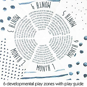 Sassy Stages STEM Developmental Play Gym, Sensory Tummy Time Activity Play Mat w/Built-in Instructions, Ultra Plush & Machine Washable Playmat for Babies & Toddlers