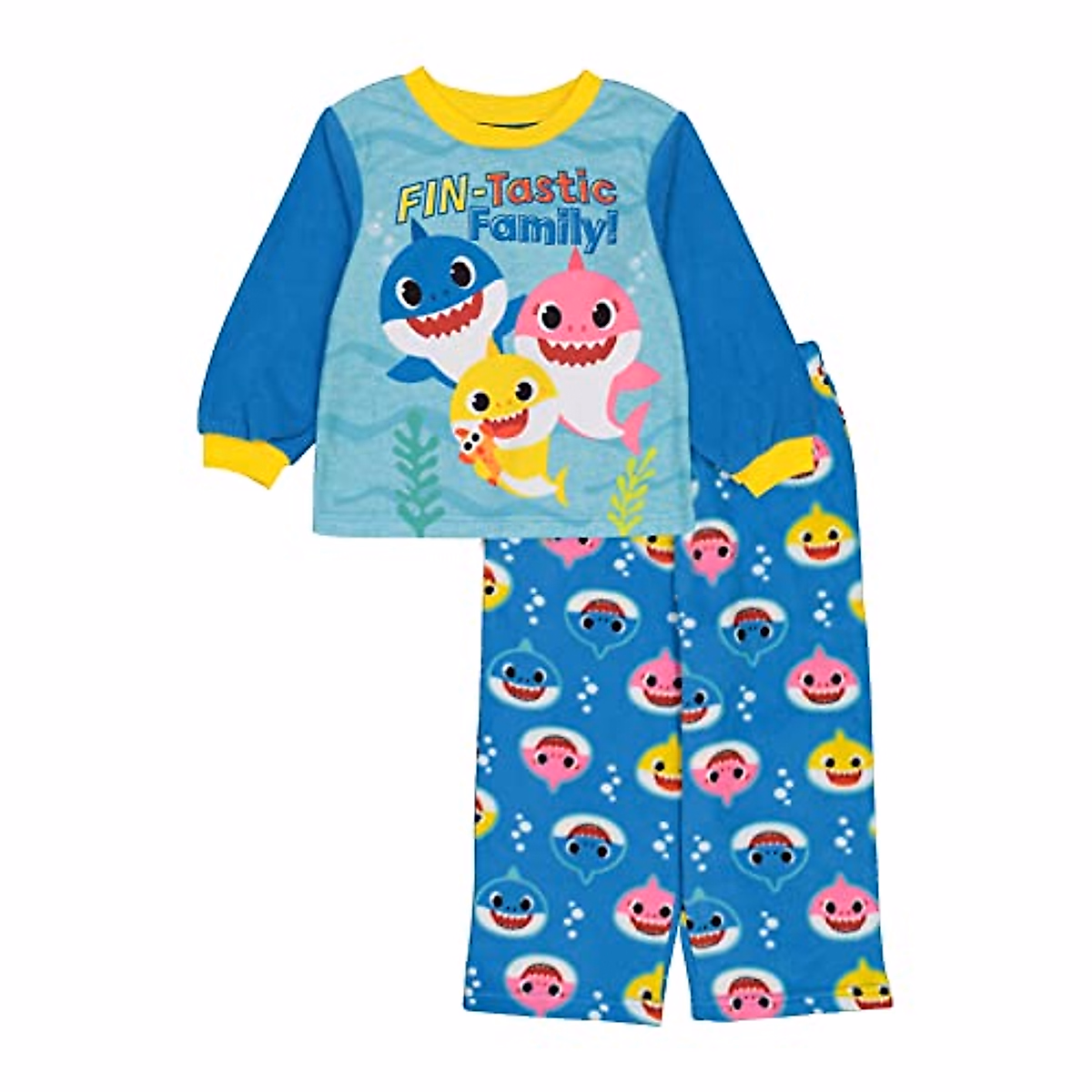 Nickelodeon Boys' Paw Patrol | Baby Shark 2-Piece Loose-fit Pajama Set, Soft & Cute for Kids, Fin-Tastic 2, 4T