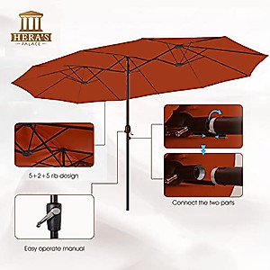 HERA'S PALACE 13ft Rectangle Patio Umbrellas, Large Outdoor Umbrella with Crank, Powerful UV Protective, Table Umbrella Outdoor Patio for Backyard, Pool, Garden, Deck