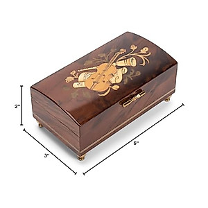 Haelo 43Vol Musical Instruments Violin 6 x 3 Inch Italian Hand Crafted Inlaid Wood Jewelry Music Box Plays Tune Rock of Ages