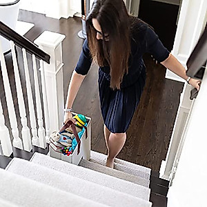 YOFU Stair Baskets for carpeted stairs and Wooden Stairs, Stair Basket with Handles, Basket Storage Organizer for Keeping Stairway Clean, Baskets for Stairsteps(Natural Beige)